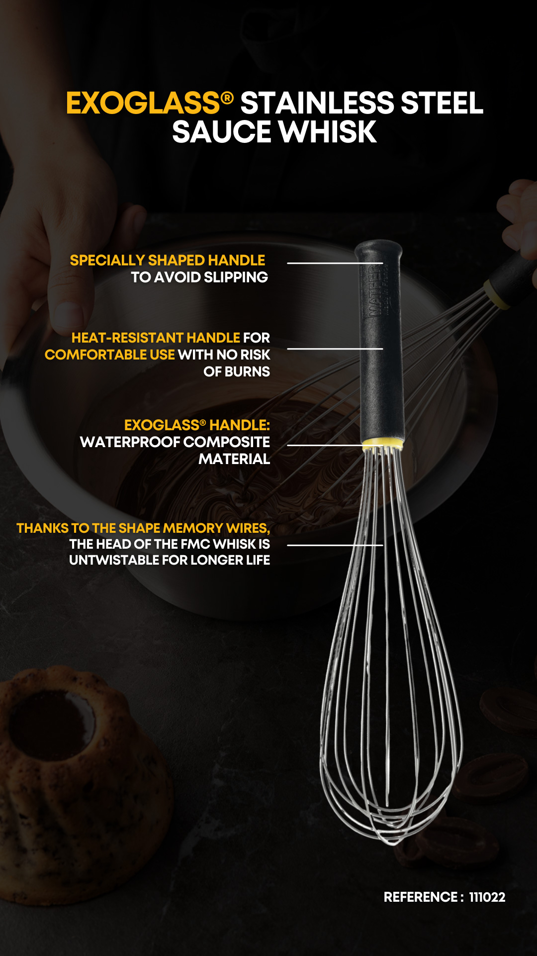 EXOGLASS® STAINLESS STEEL SAUCE WHISK - L'actualité Matfer Bourgeat